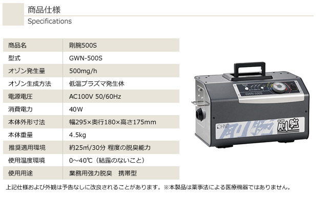 剛腕500（GWN-500S）商品概要 - ゴリラパワーの除菌・消臭力。業務用オゾン脱臭機レンタル｜アドプロジェクト